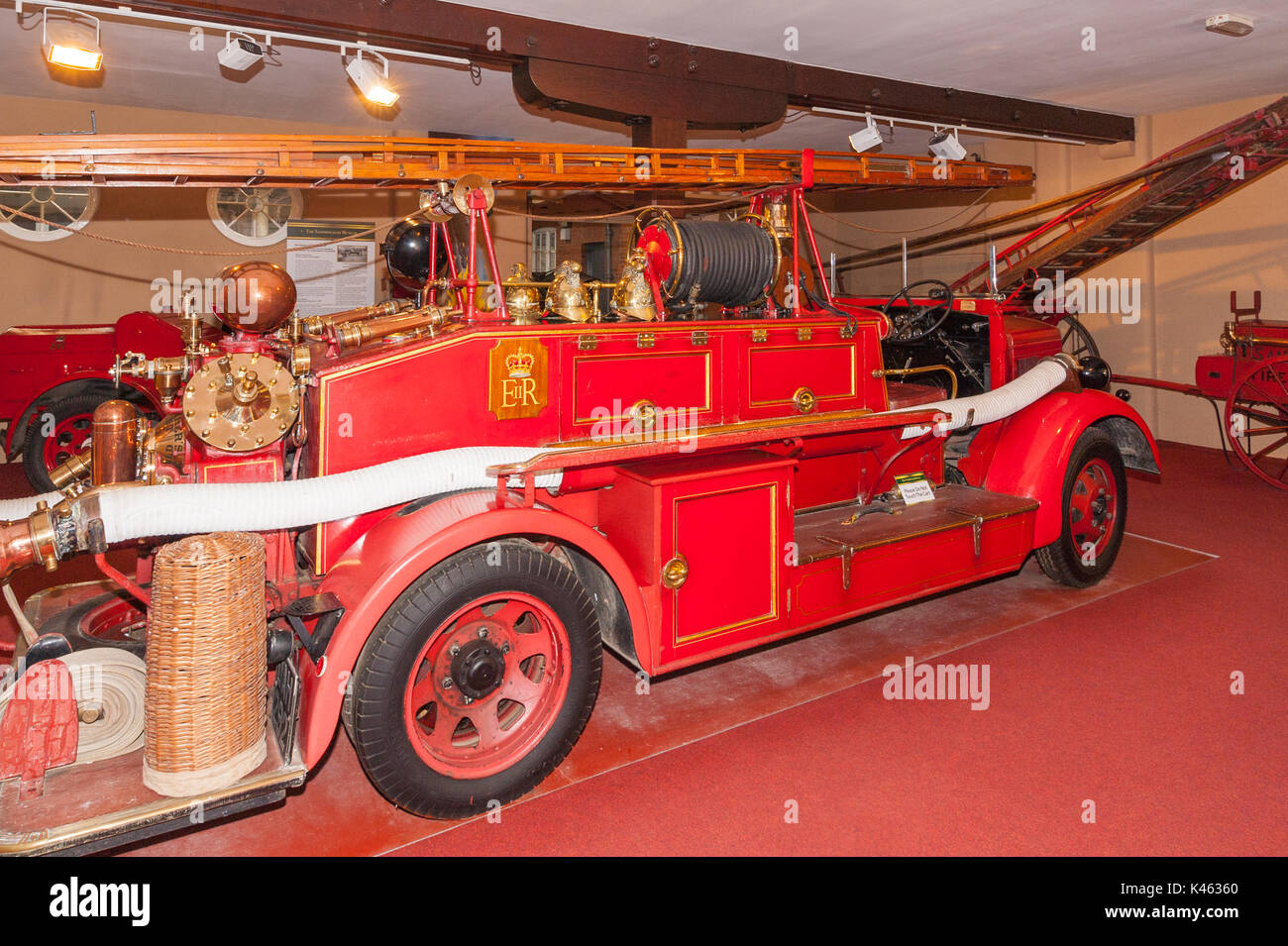An old fire engine inside the Museum at Sandringham Estate in Norfolk ...