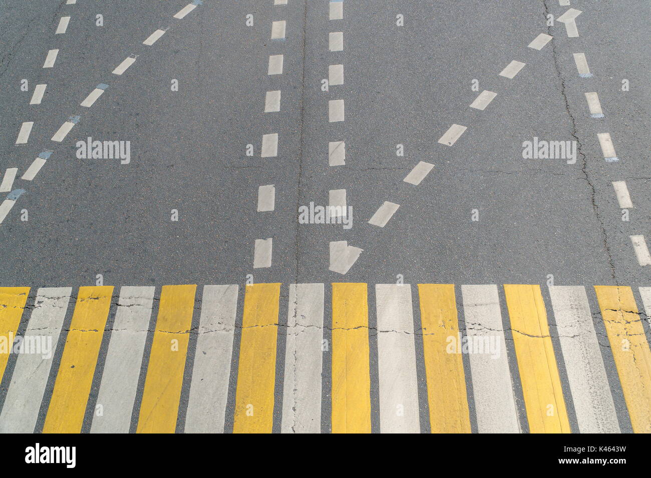Road marking and pedestrian crossing at the intersection Stock Photo ...