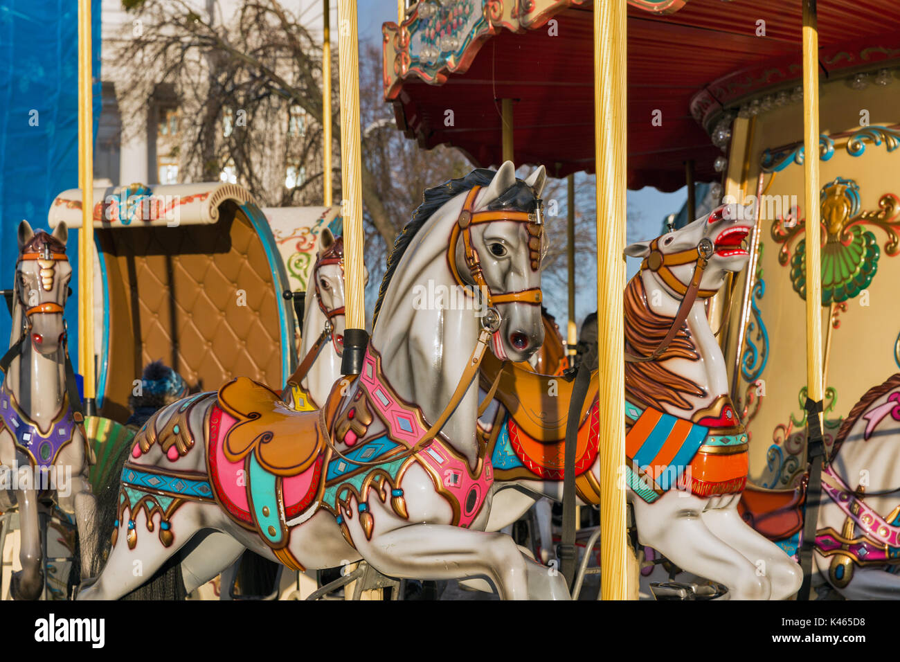Vintage carousel horses closeup outdoor Stock Photo - Alamy