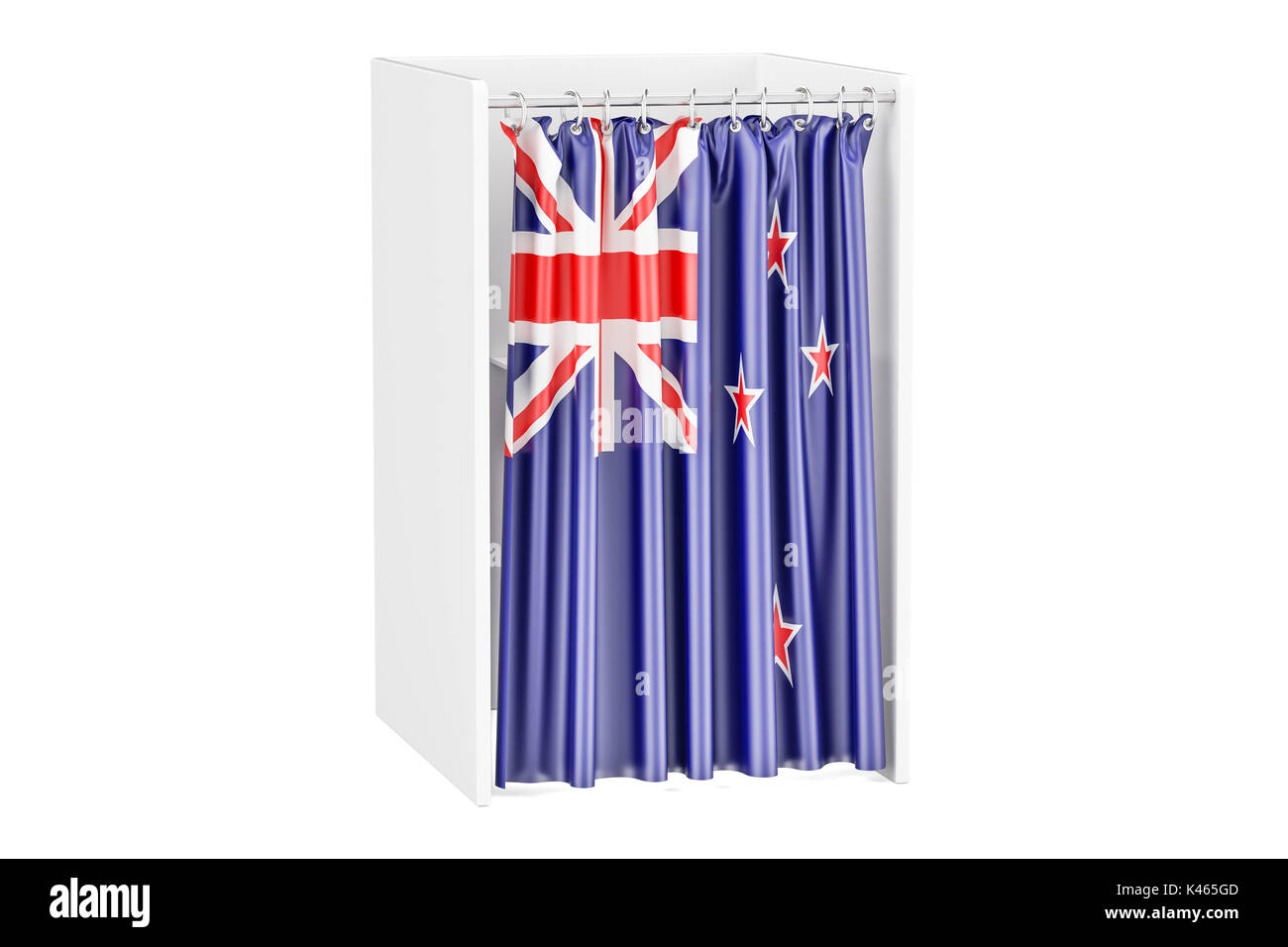Vote in New Zealand concept, voting booth with flag, 3D ...