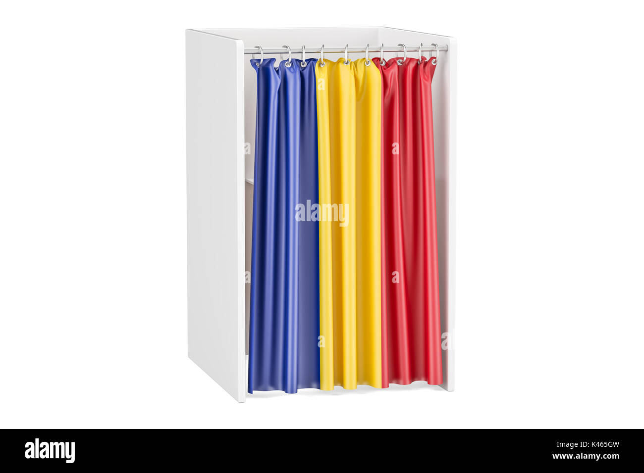 Vote in Romania concept, voting booth with Romanian flag, 3D rendering ...