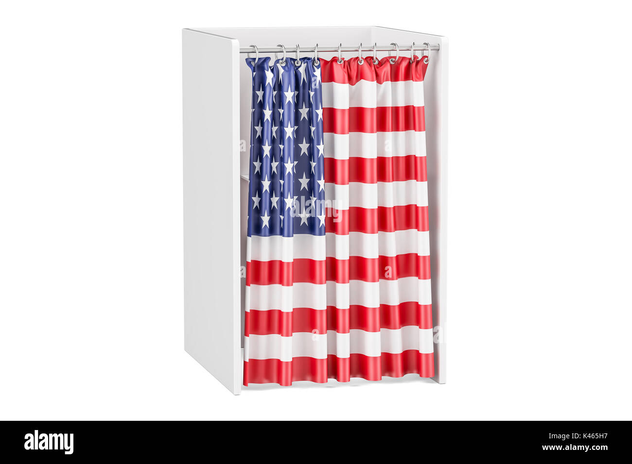 Vote in USA concept, voting booth with American flag, 3D rendering ...