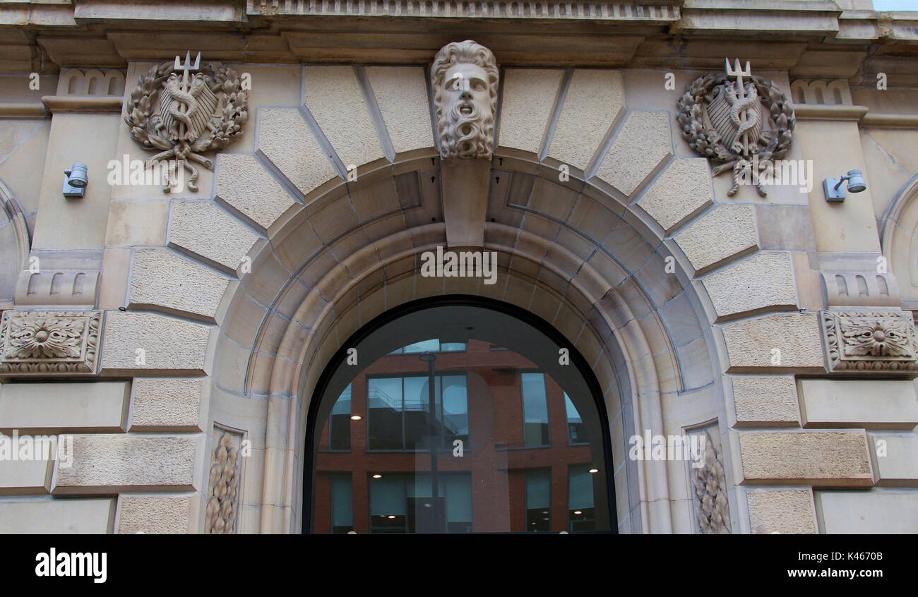 Architectural detail of a building on Portland Street in manchester ...