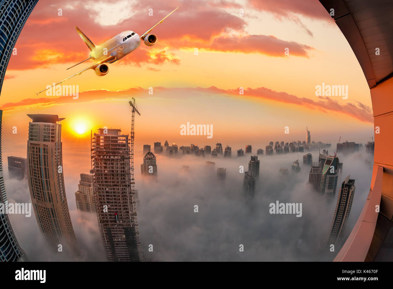 Dubai airport and burj khalifa hi-res stock photography and images - Alamy