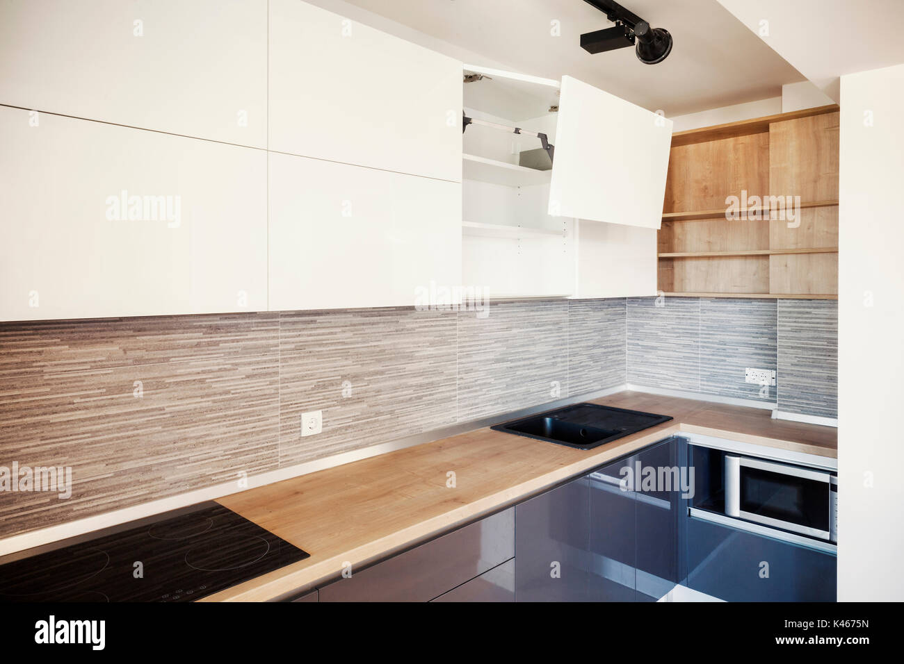 new modern kitchen, empty space Stock Photo - Alamy