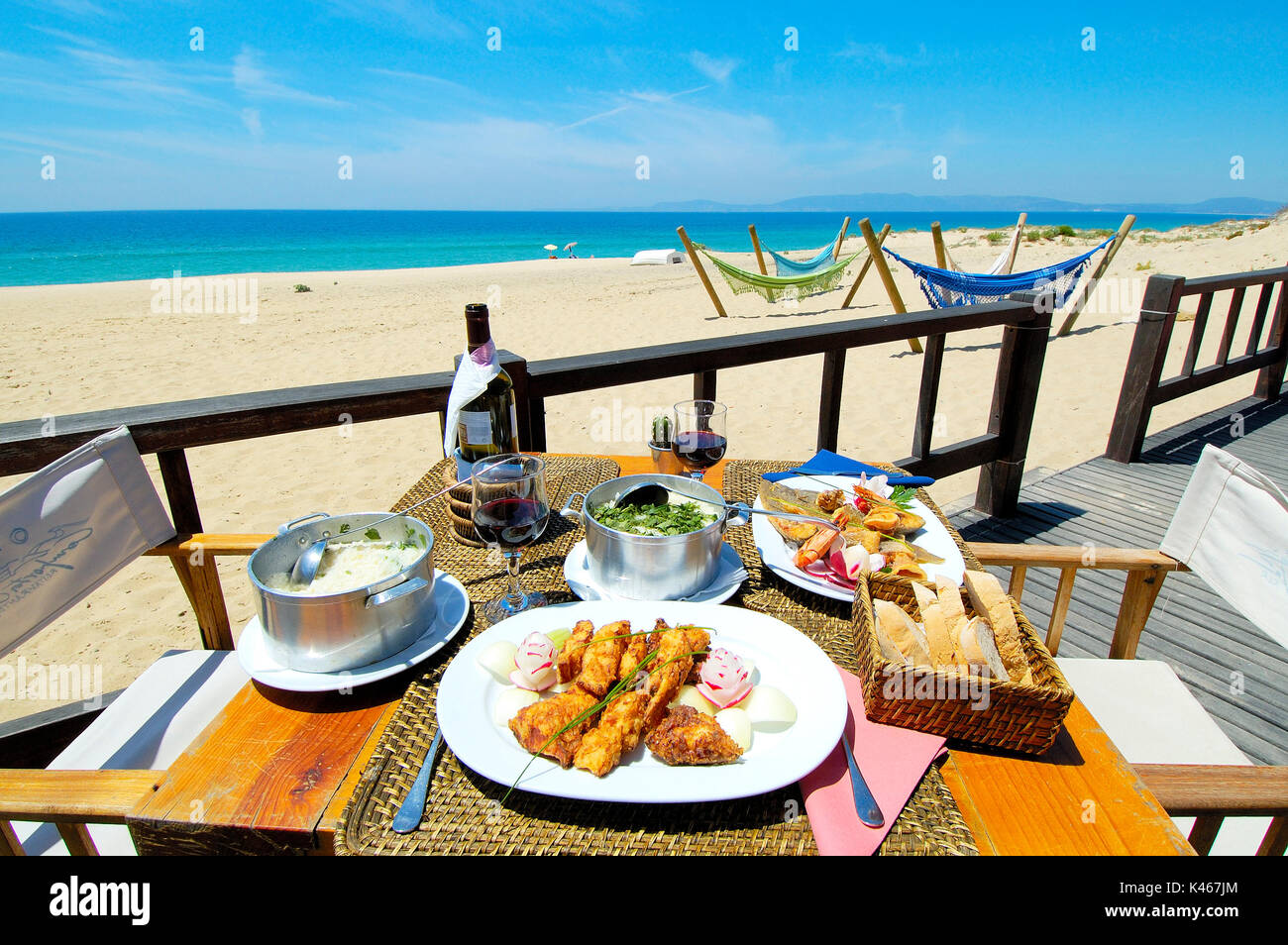 Grouper fillets with clams rice. Comporta, Alentejo. Portugal Stock ...