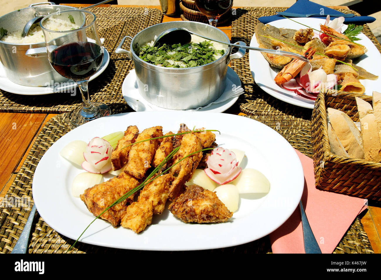 Grouper fillets with clams rice. Comporta, Alentejo. Portugal Stock ...