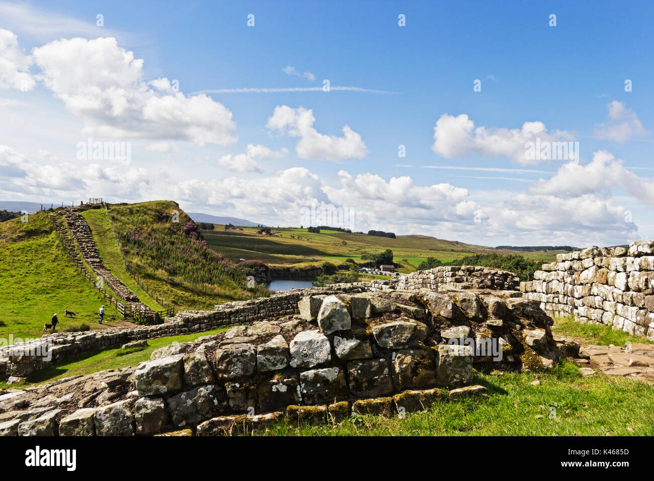 Looking from Milecastle 39 on the roman or Hadrian's Wall over ...