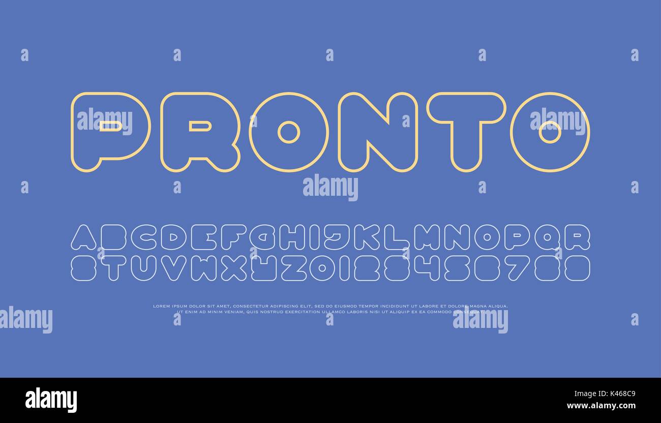 contemporary, thin line style alphabet letters and numbers. vector ...