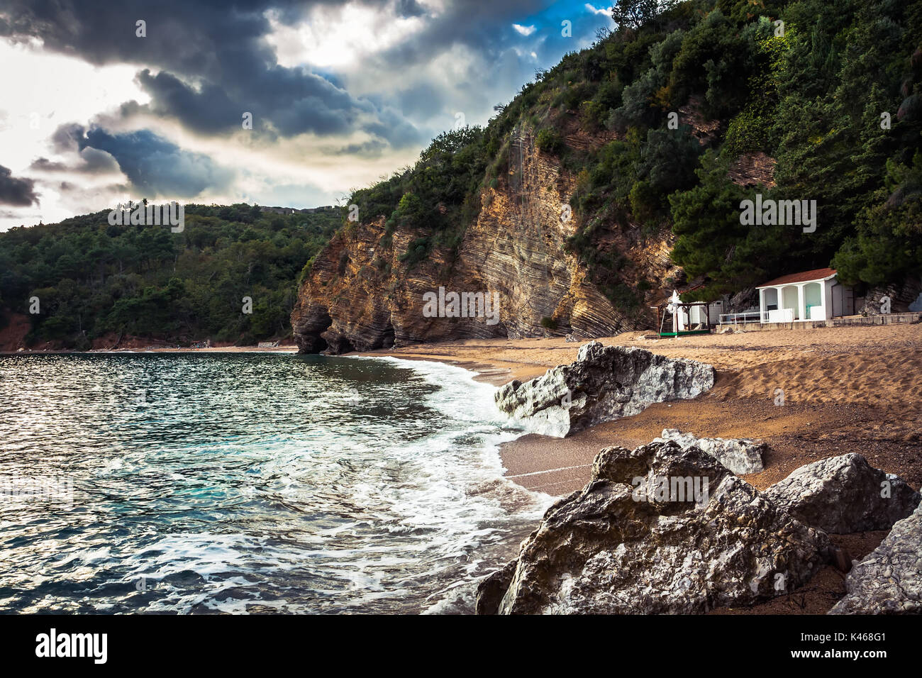 Scenic coastline landscape with cliffs and rocks in Europe country on ...