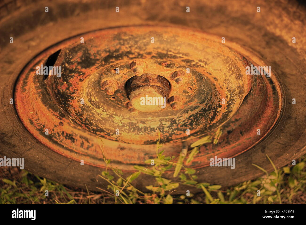 Shot of a oold rusty tire Stock Photo - Alamy