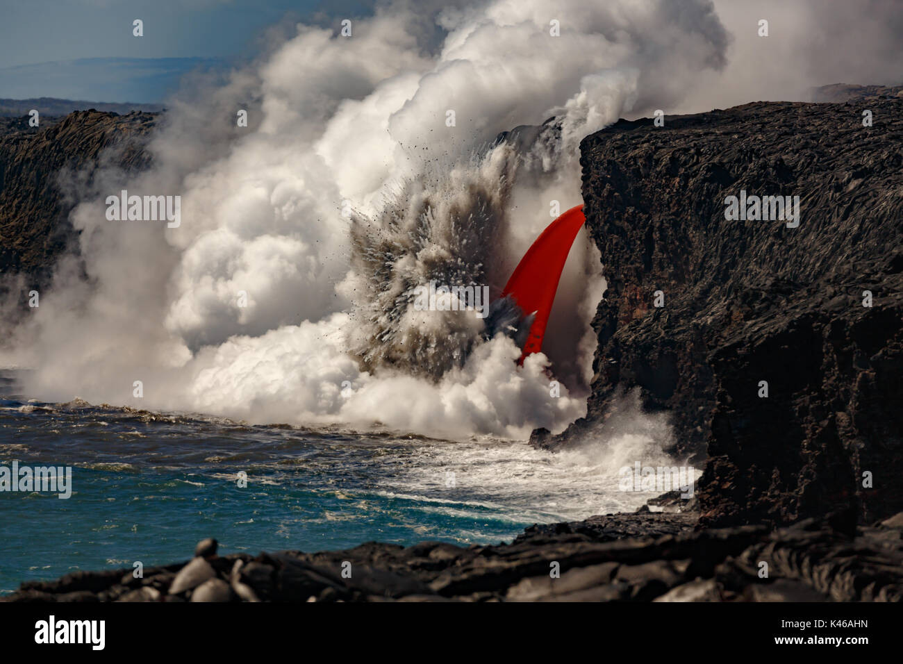 Top aerial view of volcanic eruption hi-res stock photography and ...
