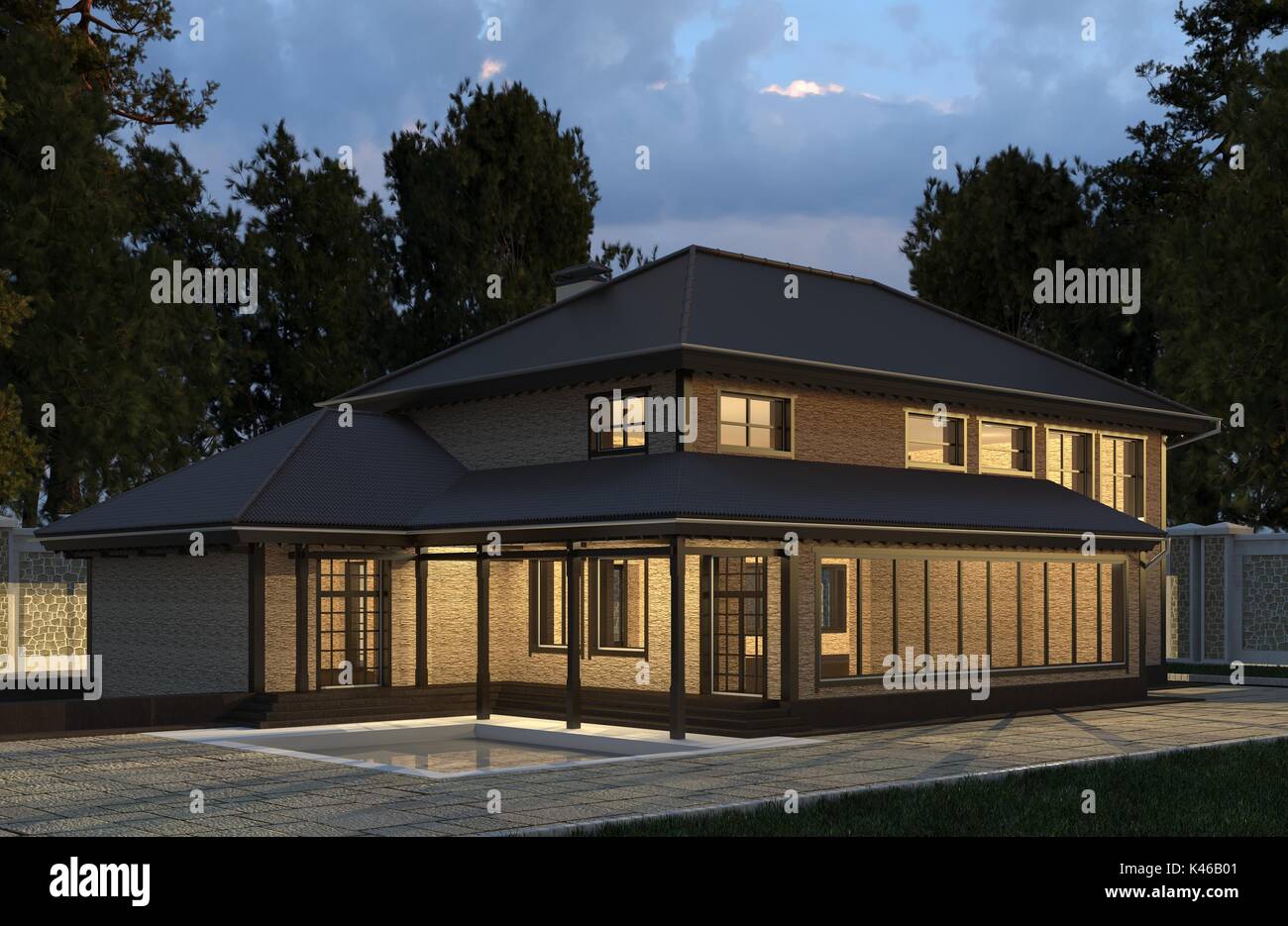 Photo realistic render of the house 3d illustration Stock Photo - Alamy