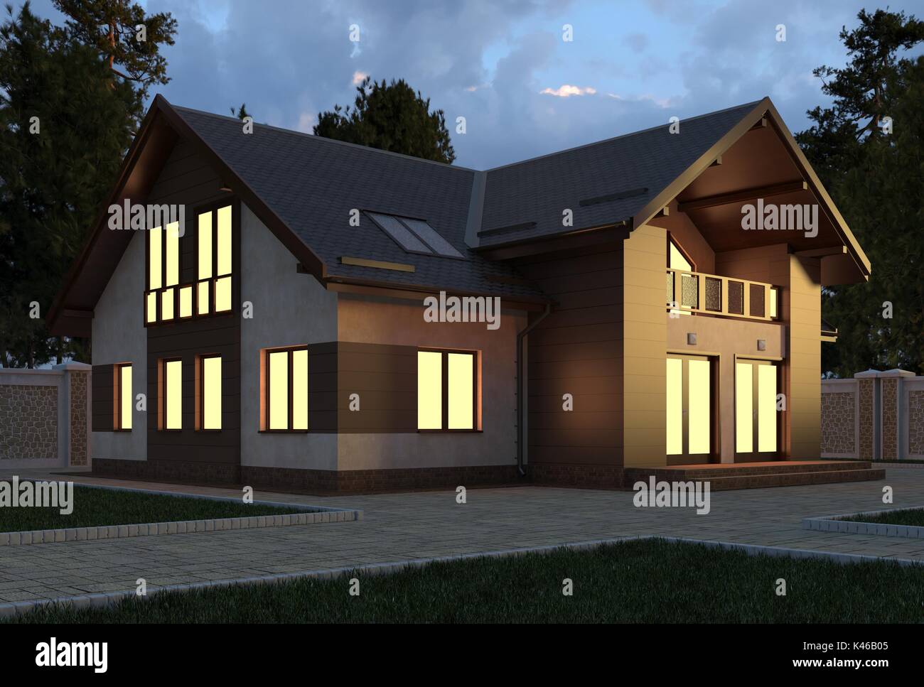 Photo realistic render of the house 3d illustration Stock Photo - Alamy