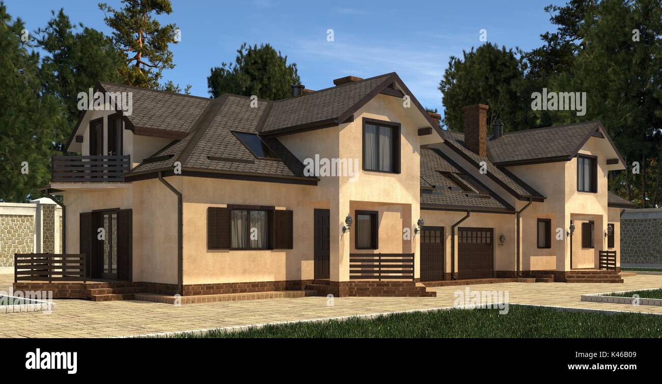 Photo realistic render of the house 3d illustration Stock Photo - Alamy
