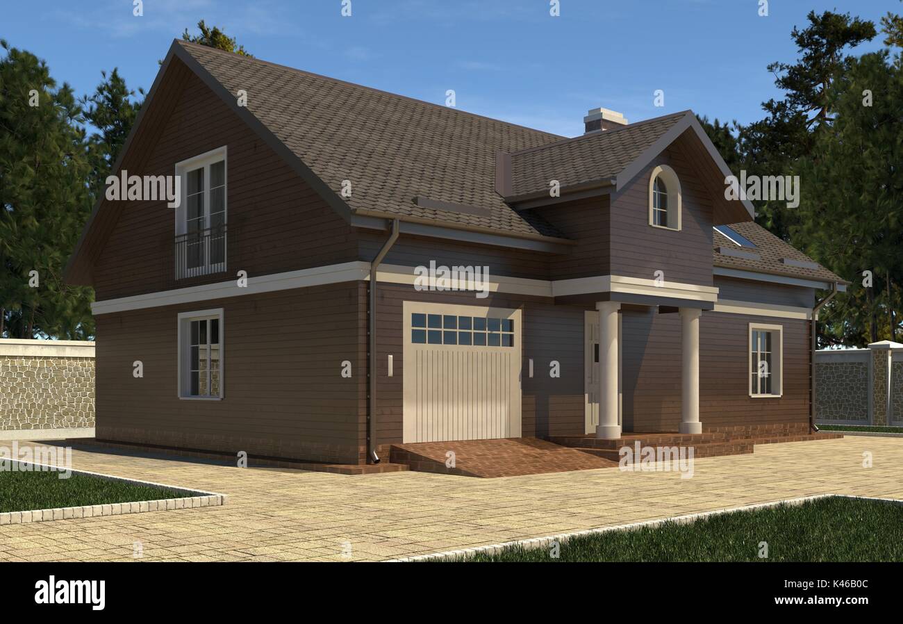 Photo realistic render of the house 3d illustration Stock Photo - Alamy