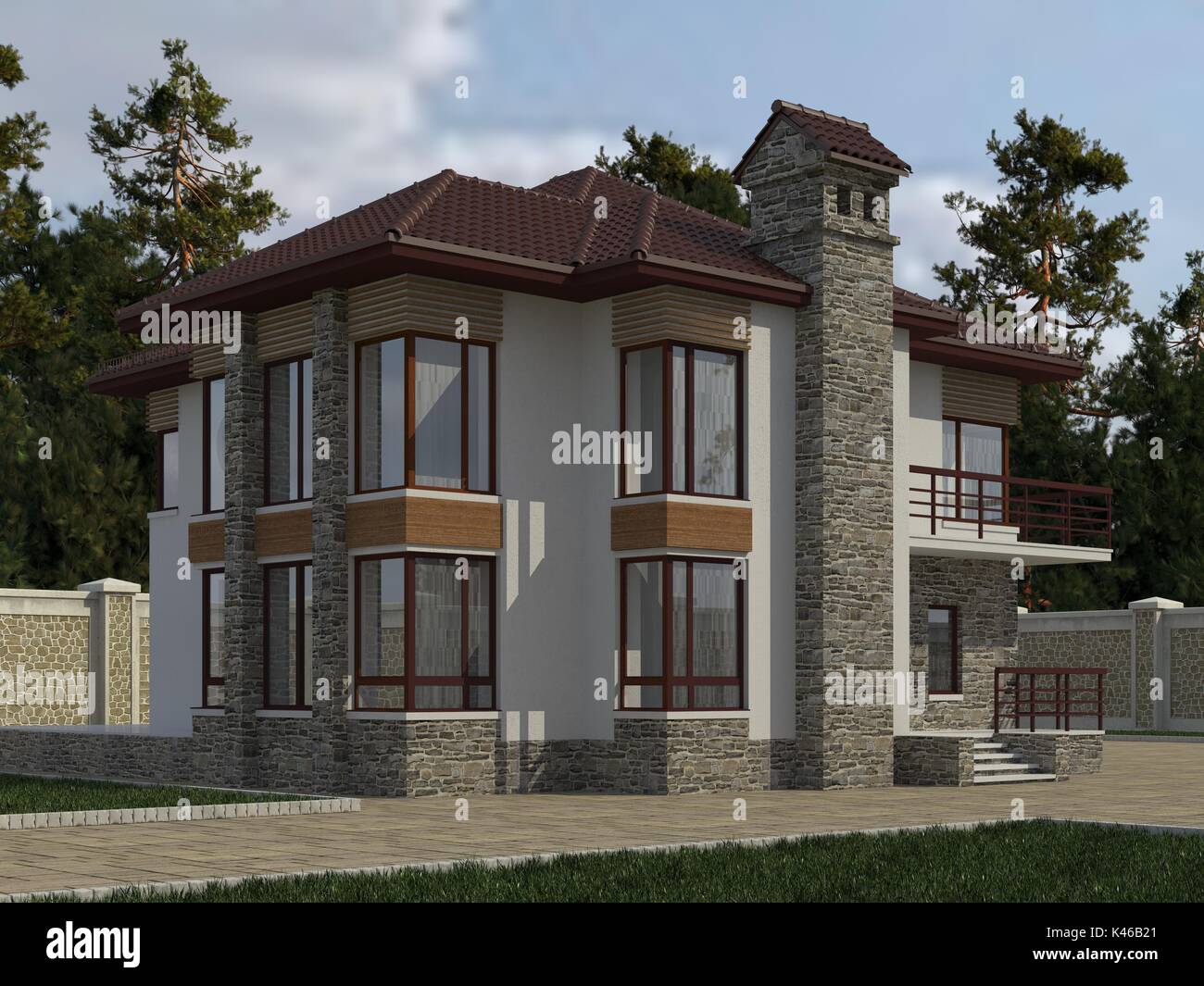Photo realistic render of the house 3d illustration Stock Photo - Alamy