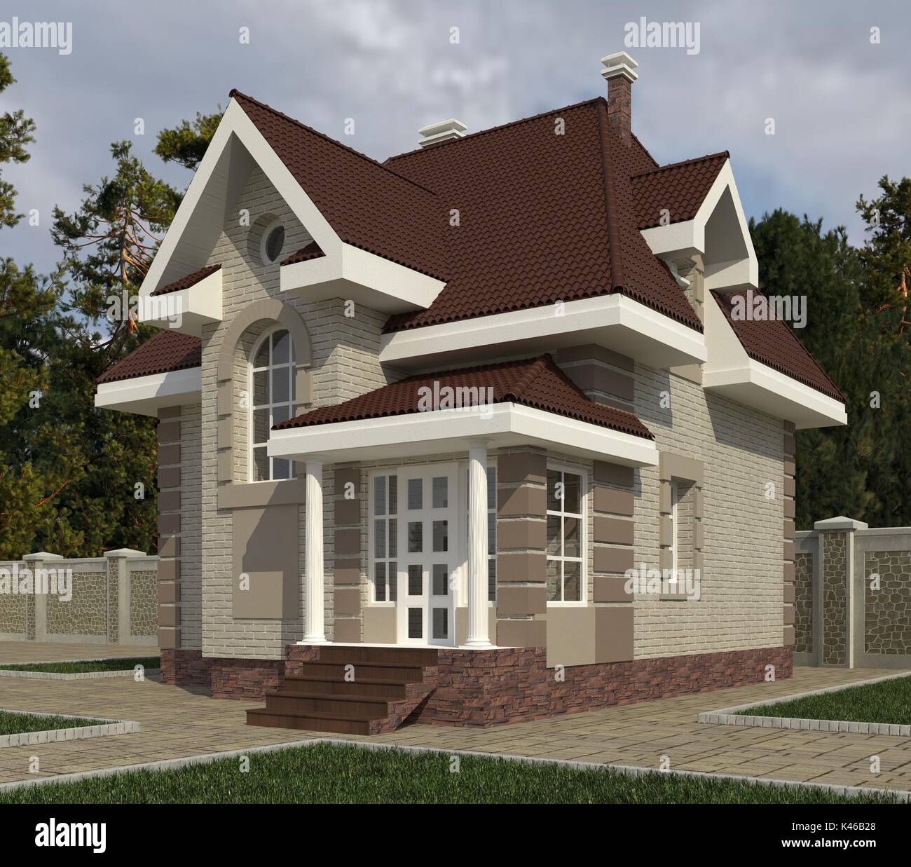Photo realistic render of the house 3d illustration Stock Photo - Alamy