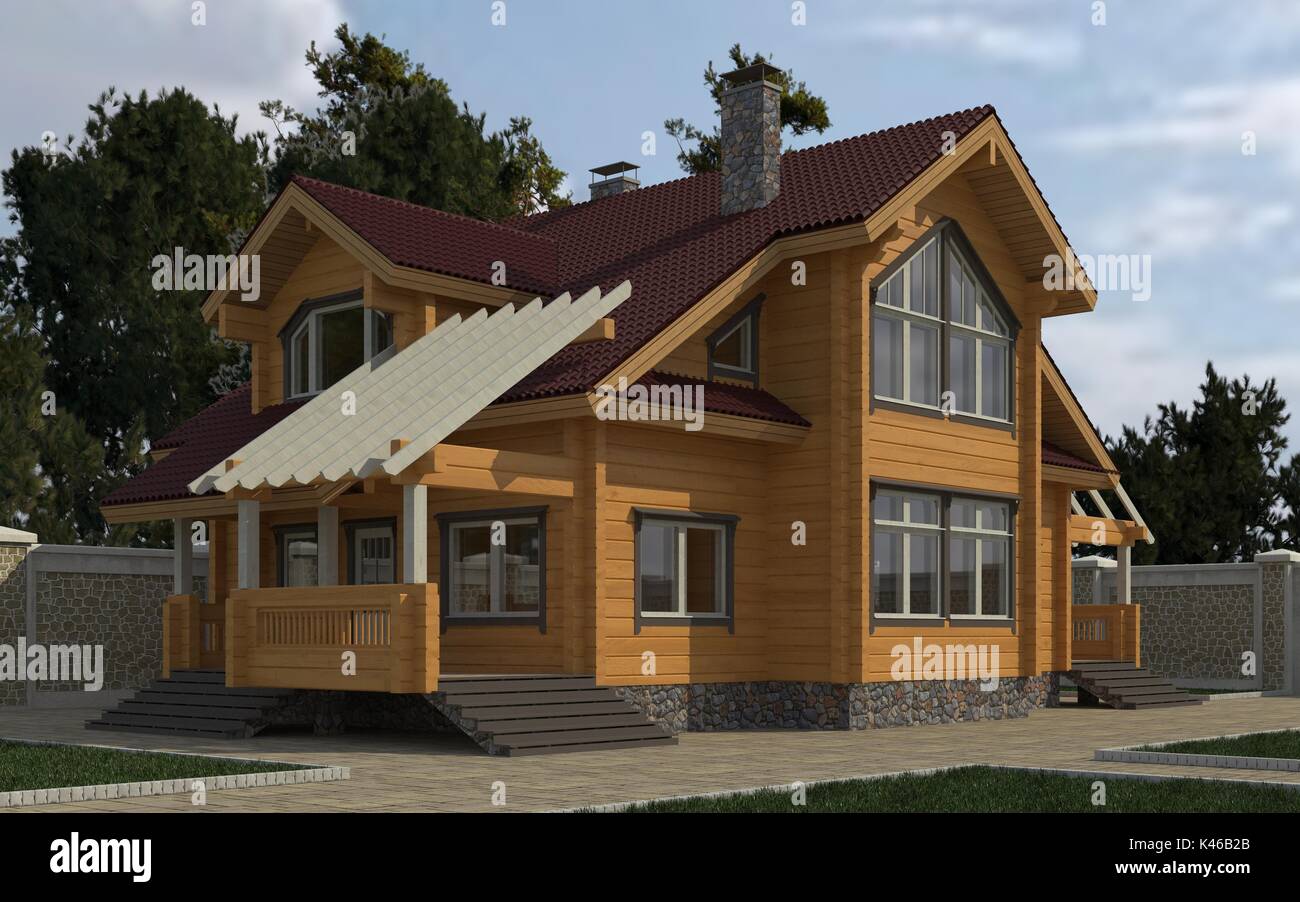 Photo realistic render of the house 3d illustration Stock Photo - Alamy