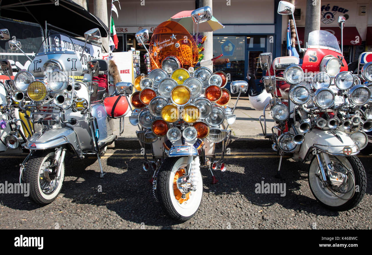 Mod scooters at a rally in Brighton Stock Photo - Alamy