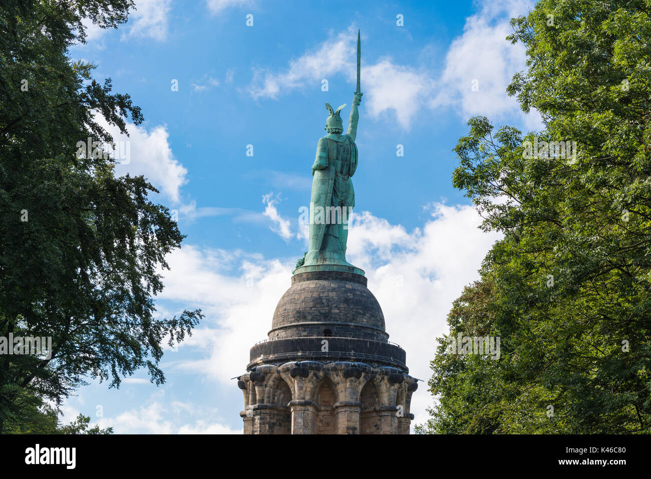 Statue of Cheruscan Arminius in the Teutoburg Forest near the city of ...