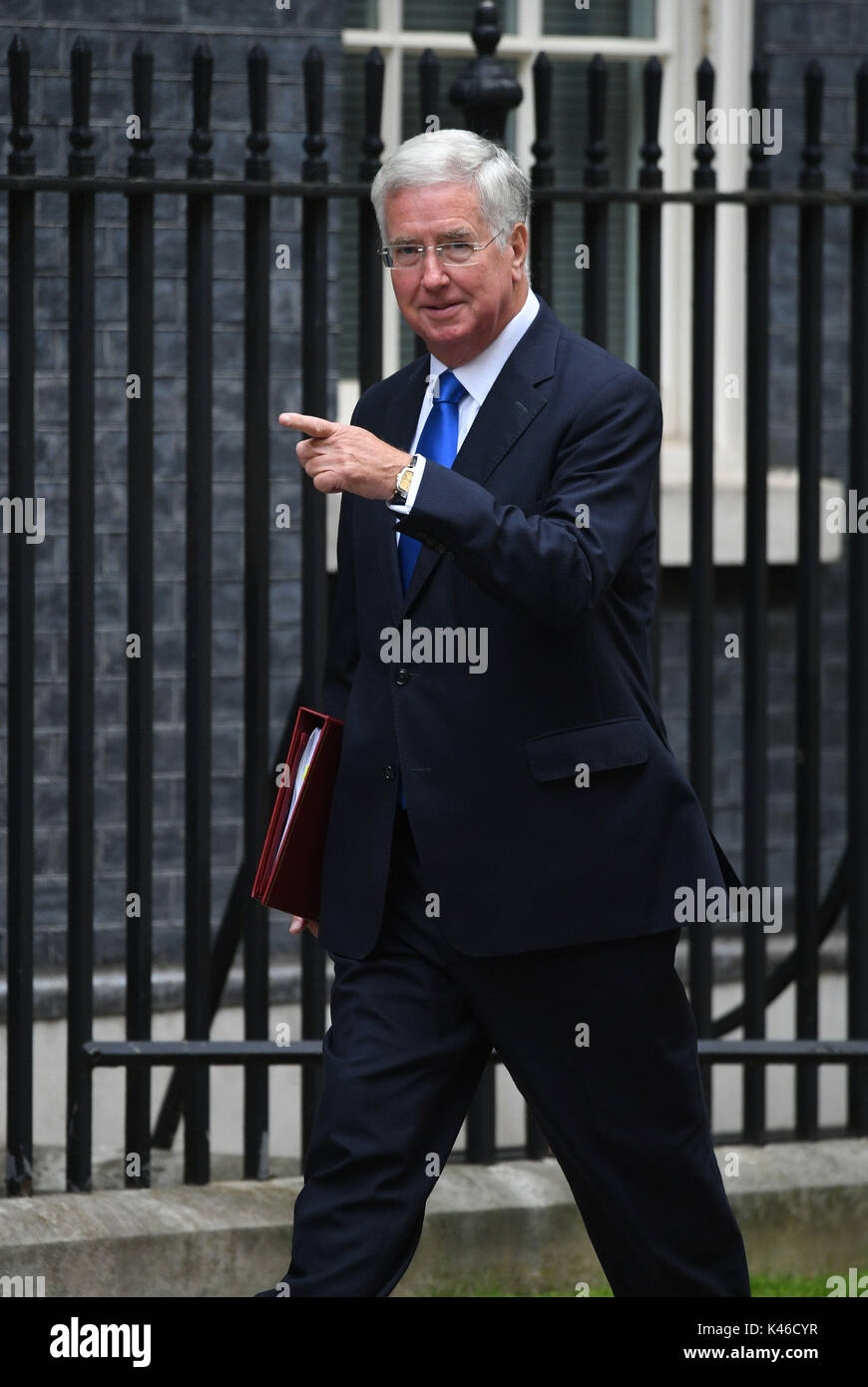 Defence Secretary Sir Michael Fallon arriving in Downing Street, London ...