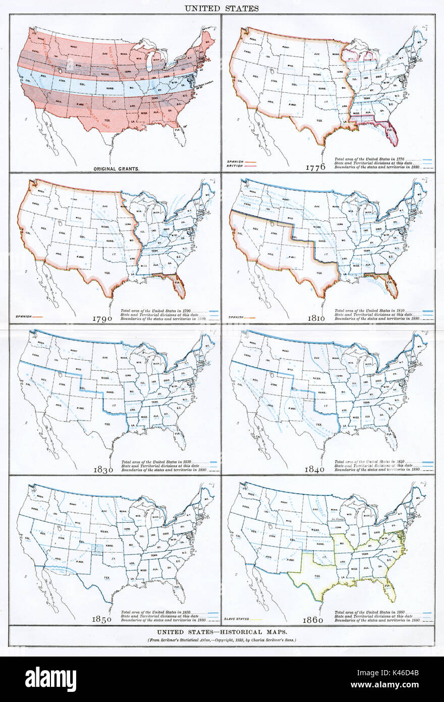 Antique map, circa 1875, of United Staes - Hstorical Stock Photo - Alamy