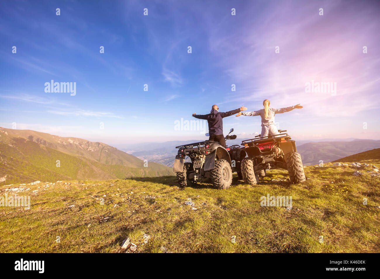 Young couple riding atv quad hi-res stock photography and images - Alamy