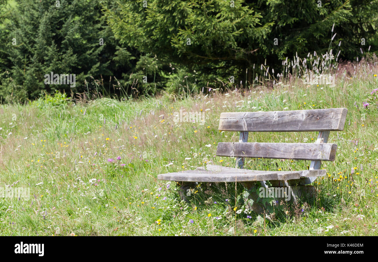 Simple bench in the Alps, Tirol, Austria Stock Photo - Alamy