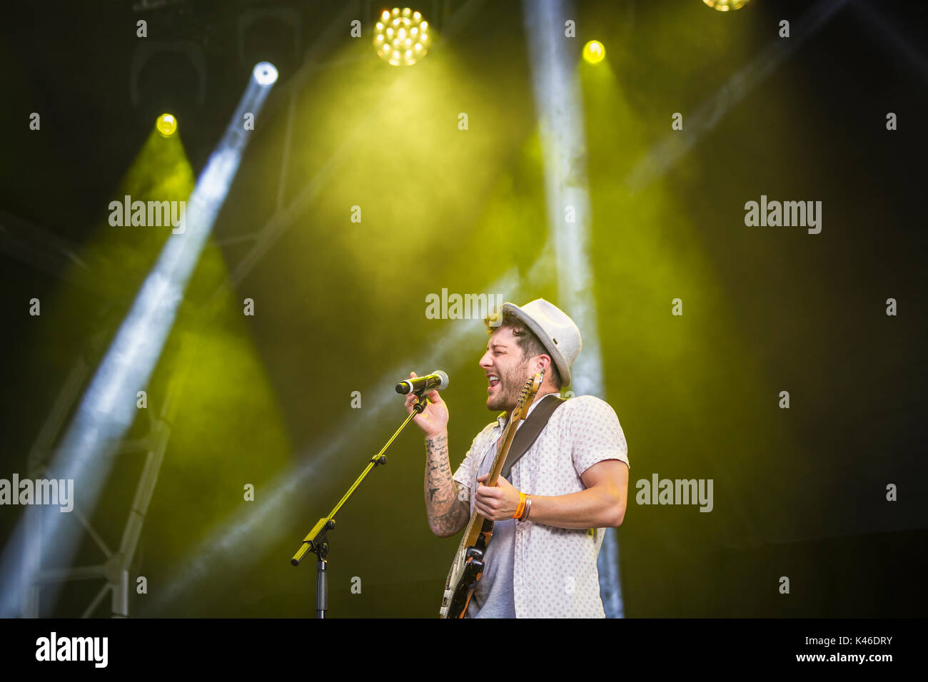 British singer songwriter and X Factor winner Matt Cardle performing at ...