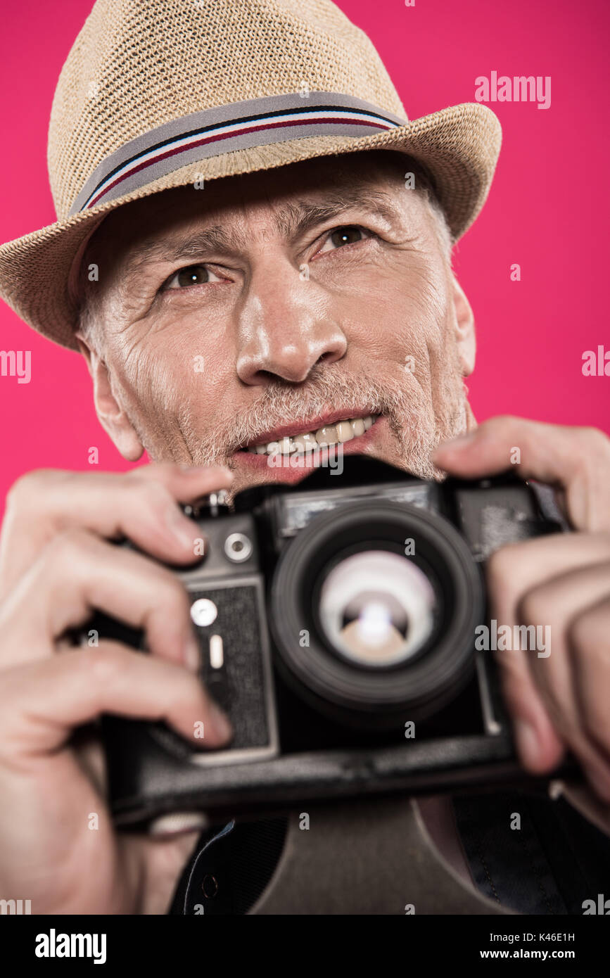 Smiling portrait with hat photo hi-res stock photography and images - Alamy