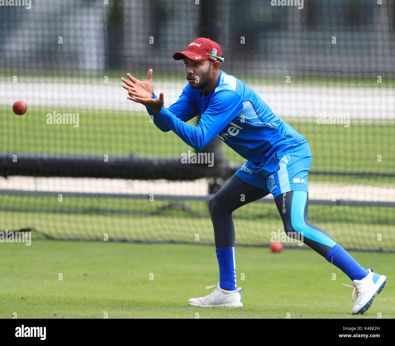 West Indies' Devendra Bishoo during the nets session at Lords, London ...