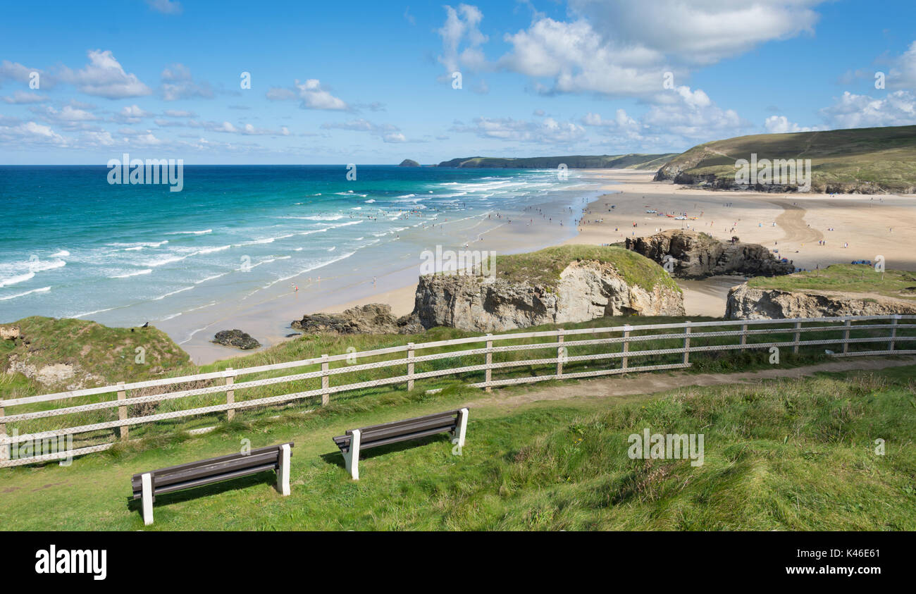 Perranporth beach cornwall Stock Photo - Alamy