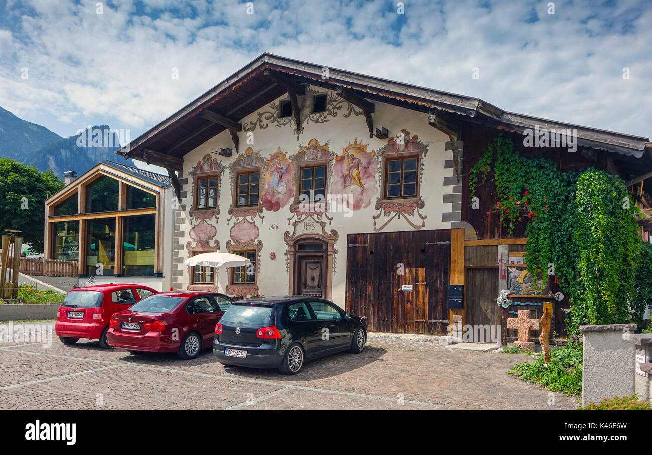 Traditional painted buildings, Vils, Tyrol, Austria Stock Photo - Alamy