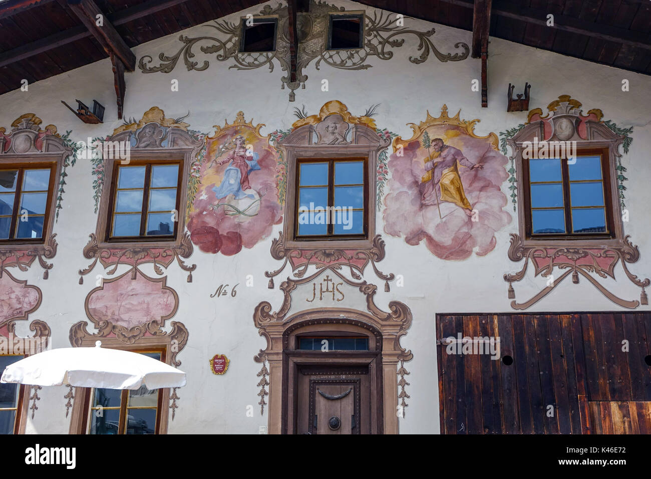 Traditional painted buildings, Vils, Tyrol, Austria Stock Photo - Alamy