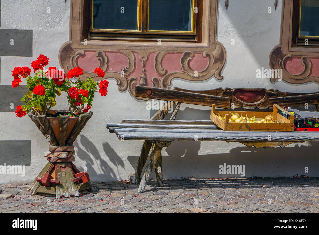Traditional painted buildings, Vils, Tyrol, Austria Stock Photo - Alamy