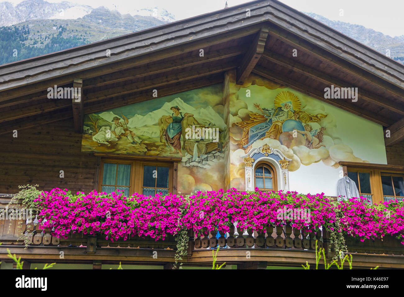 Traditional painted buildings, Vils, Tyrol, Austria Stock Photo - Alamy