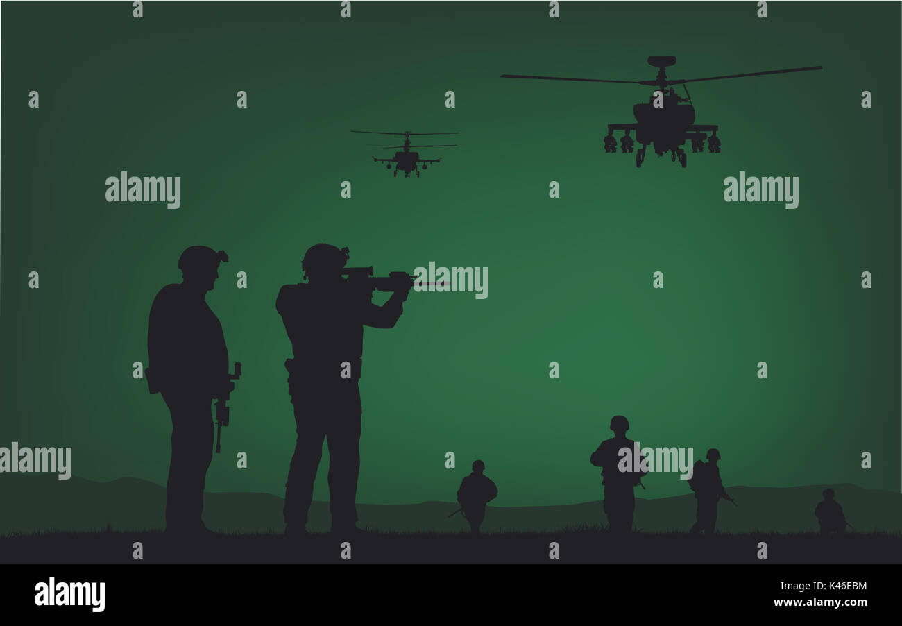 Soldiers on the performance of the combat mission Stock Photo - Alamy