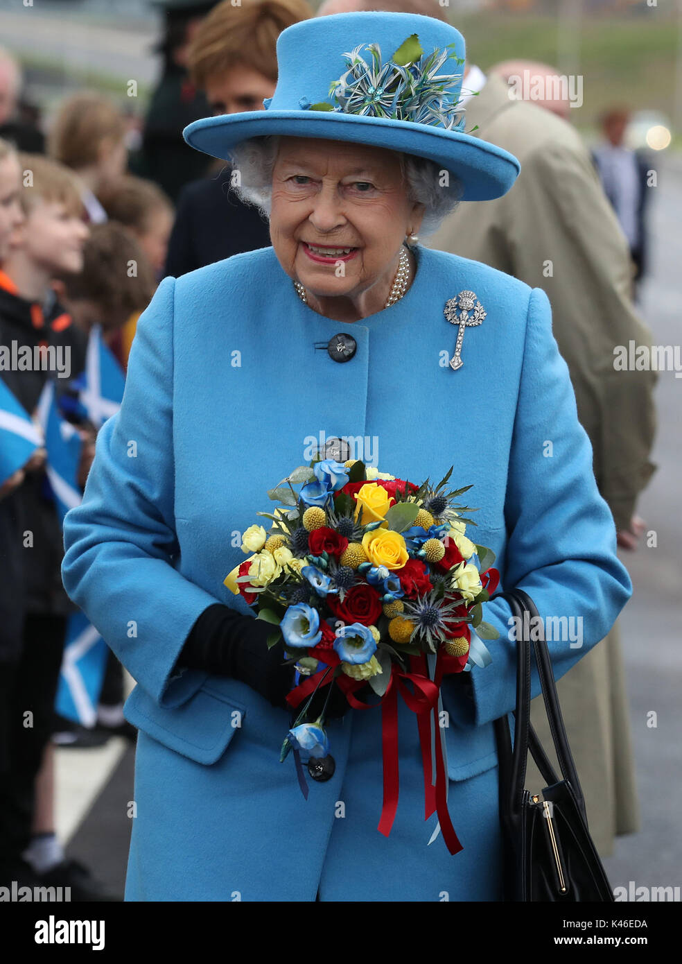 Queen Elizabeth II on the Queensferry Crossing during the official ...