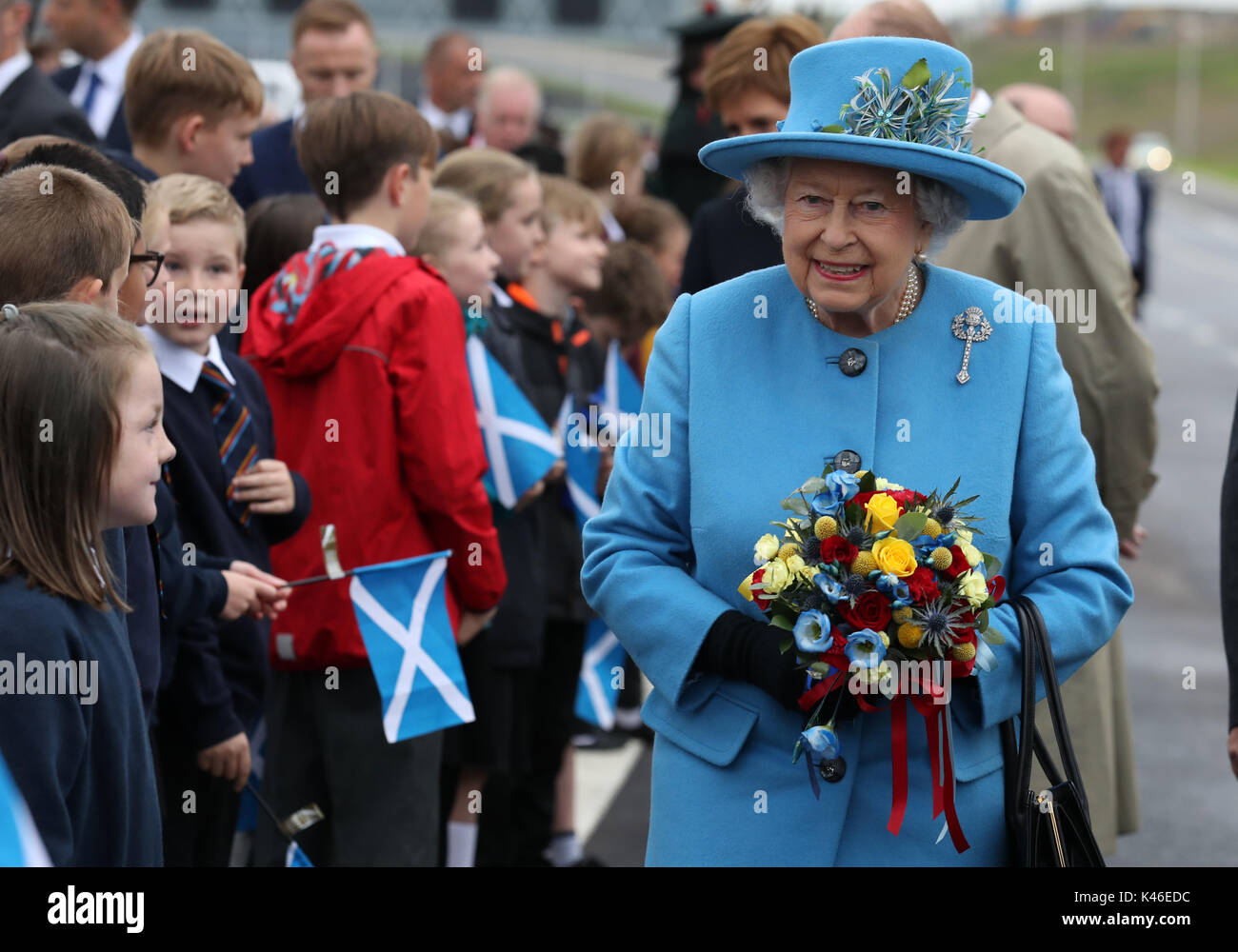 Queen Elizabeth II on the Queensferry Crossing during the official ...