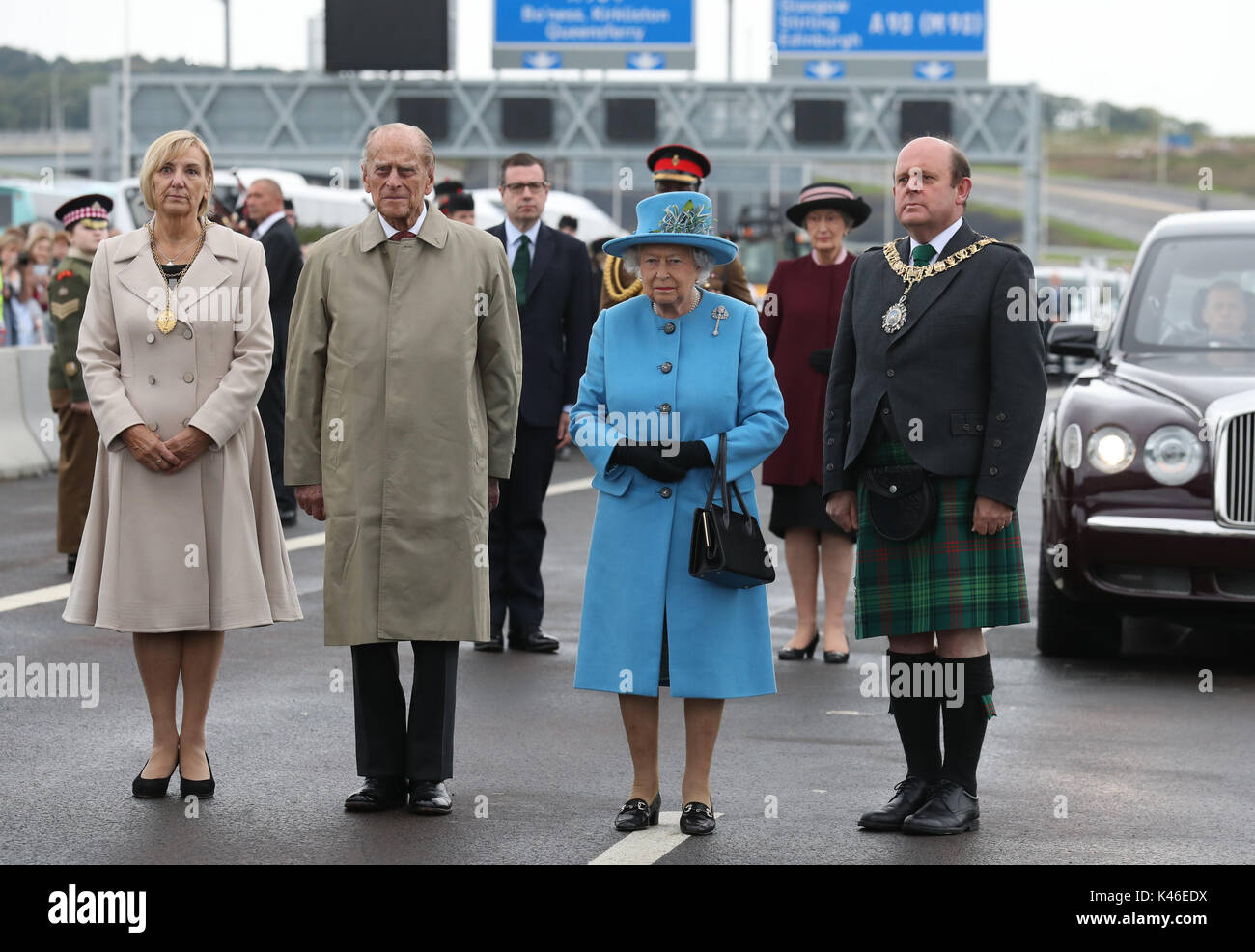 Queen Elizabeth II on the Queensferry Crossing during the official ...