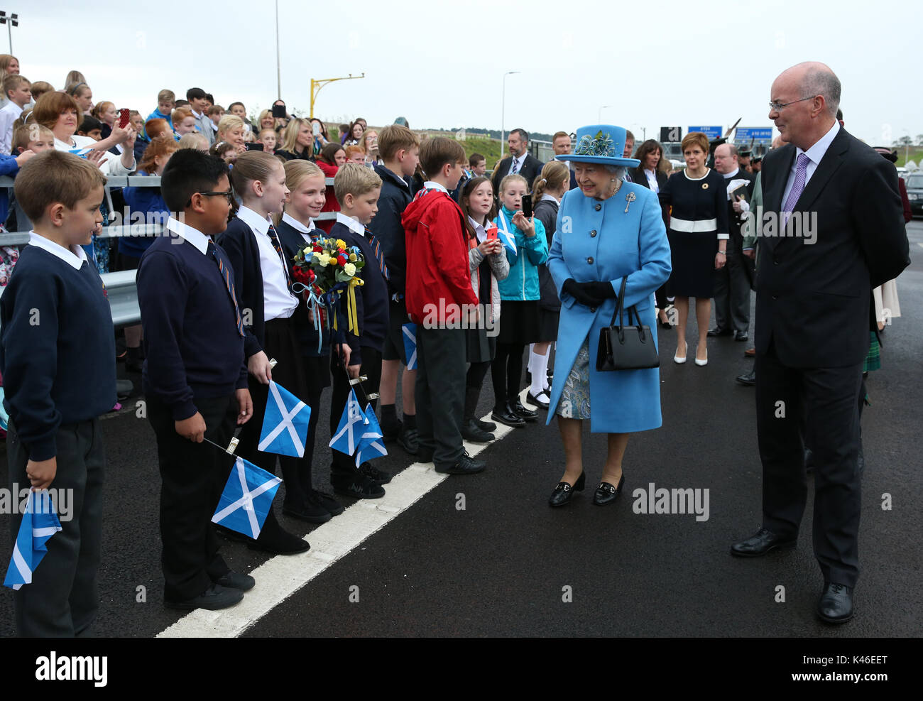 Queen Elizabeth II on the Queensferry Crossing during the official ...