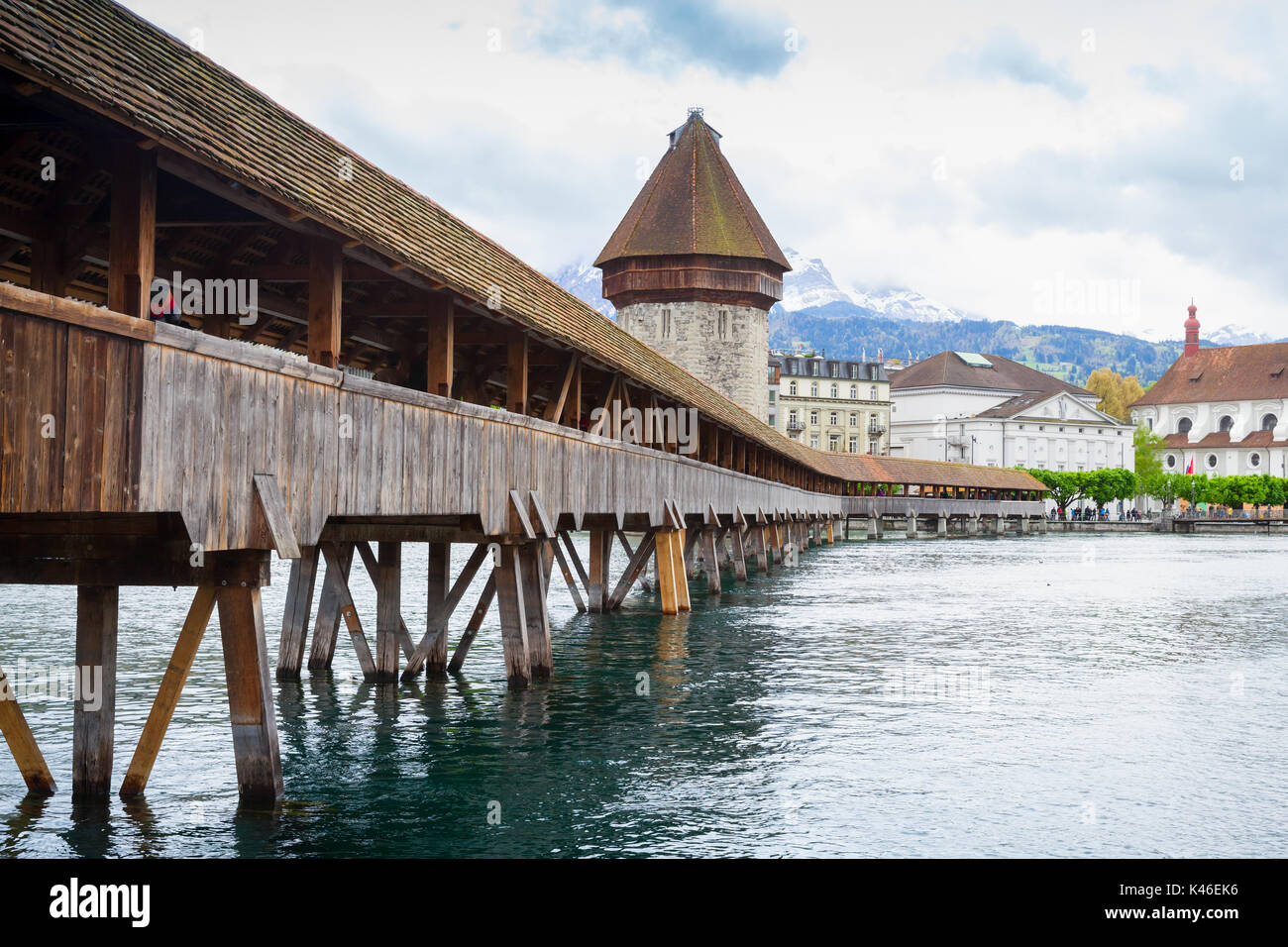 Chapel Bridge with Water Tower, a fortification from the 13th century ...