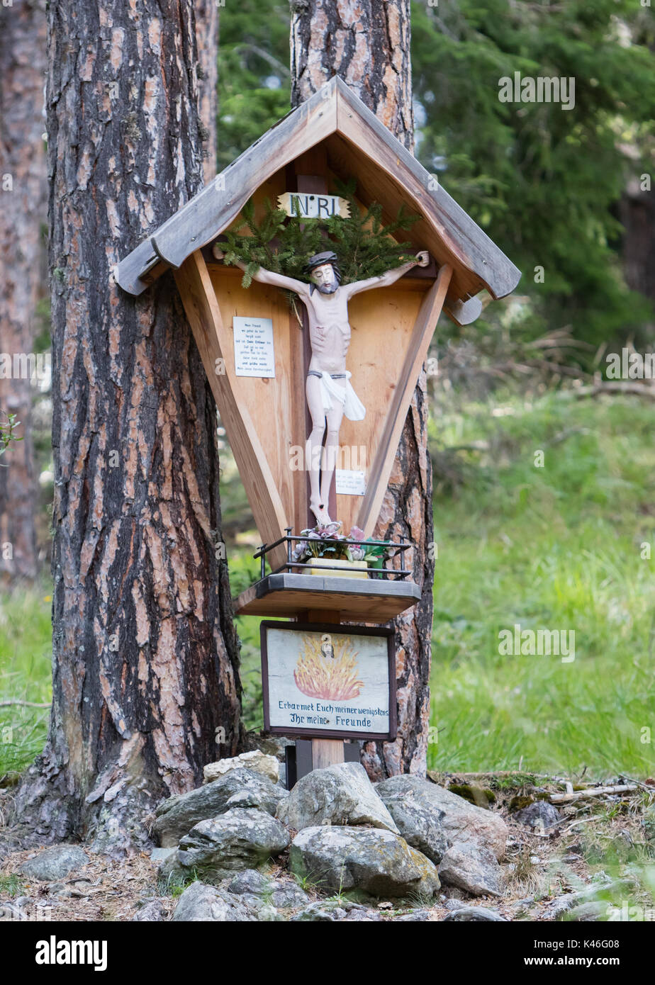 Typical old Christian Wayside Shrine at a country road - Austria Stock ...