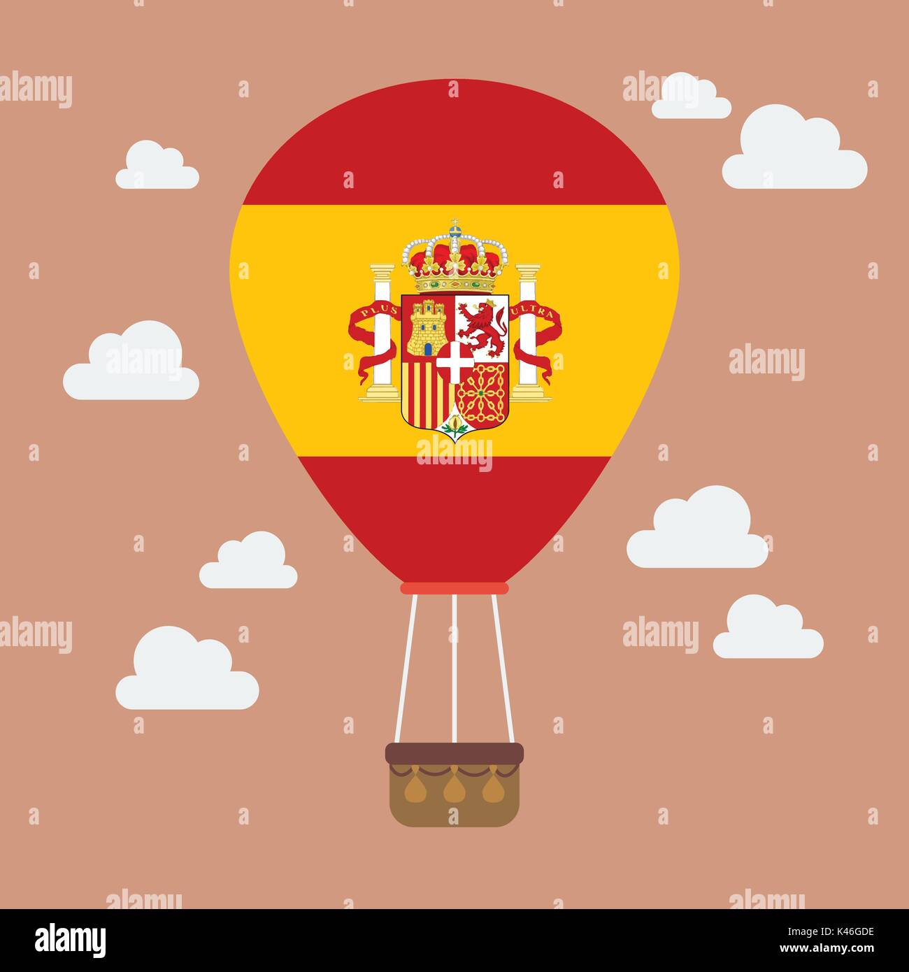 Hot air balloon with Spain flag. Vector illustration Stock Vector Image ...