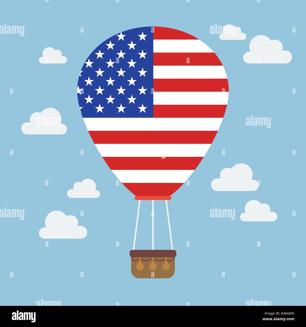 Hot air balloon with USA flag. Vector illustration Stock Vector Image ...