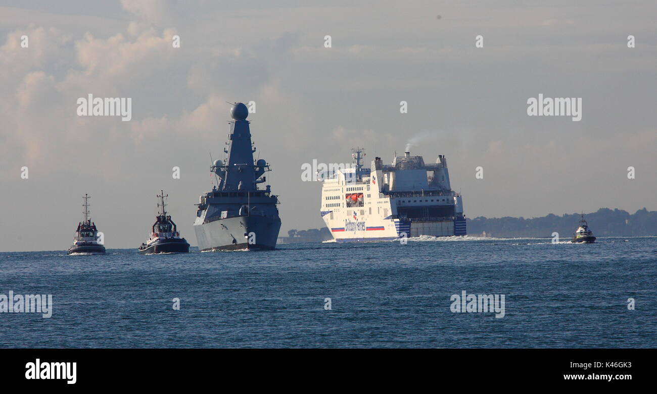 HMS Diamond (D34) is a Type 45 destroyer of the Royal Navy and seen ...