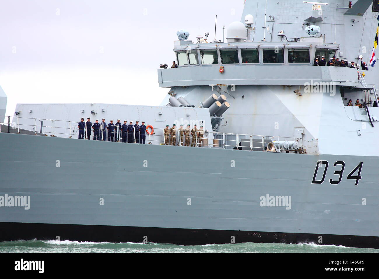 HMS Diamond (D34) is a Type 45 destroyer of the Royal Navy and seen ...
