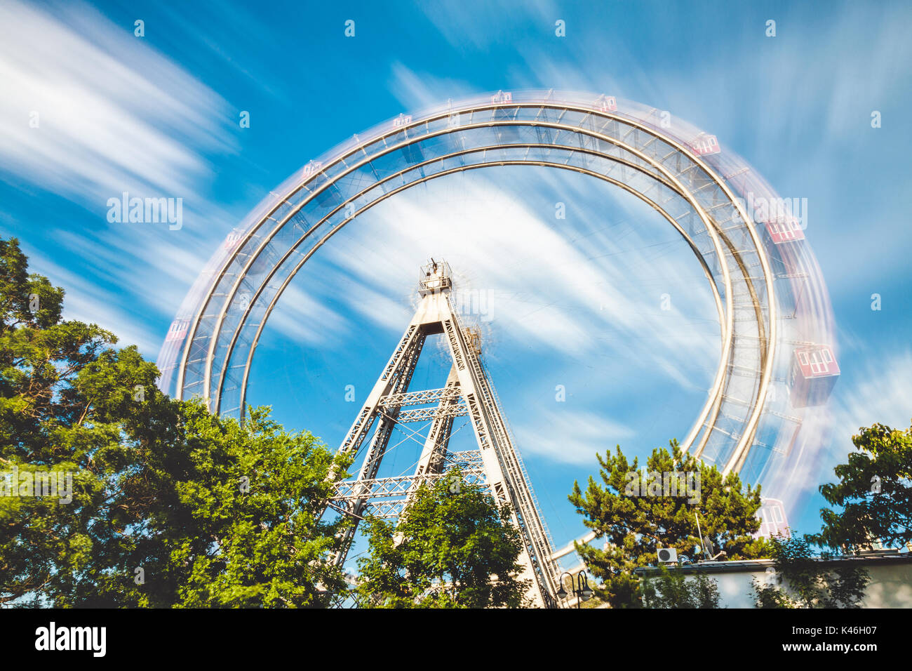 Wiener Riesenrad, Long exposure of famous ferris wheel at Prater in ...