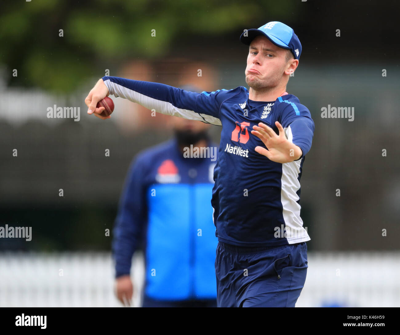 England's Mason Crane during the nets session at Lords, London Stock ...